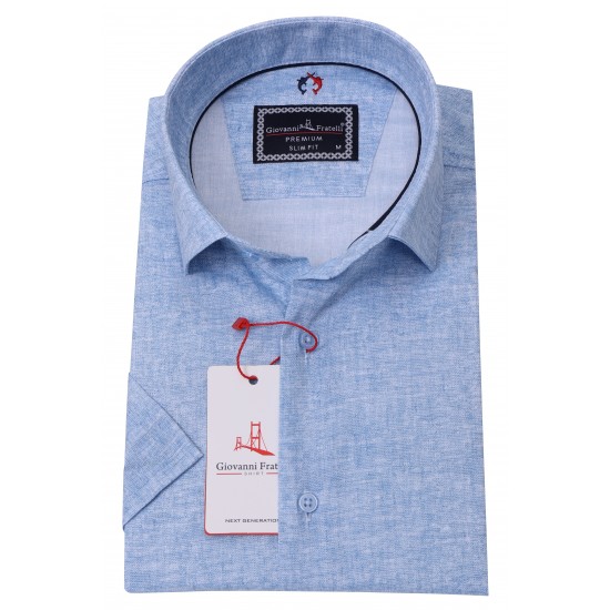 Giovanni Fratelli Slim Fit Kısa Kol Dijital Baskılı Desenli Gömlek
